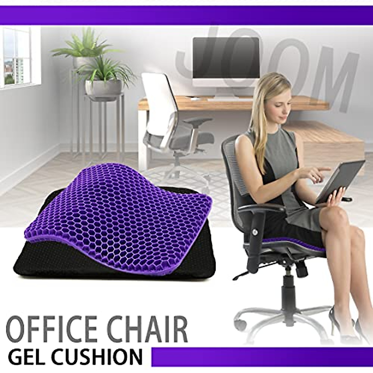 JOOM Gel Seat Cushion for Long Sitting – Back, Sciatica, Hip, Tailbone Pain Relief Cushion – Gel Seat Cushion for Office Chair, Cars, Long Trips – Egg Seat Gel Cushion for Wheelchair Pressure Relief