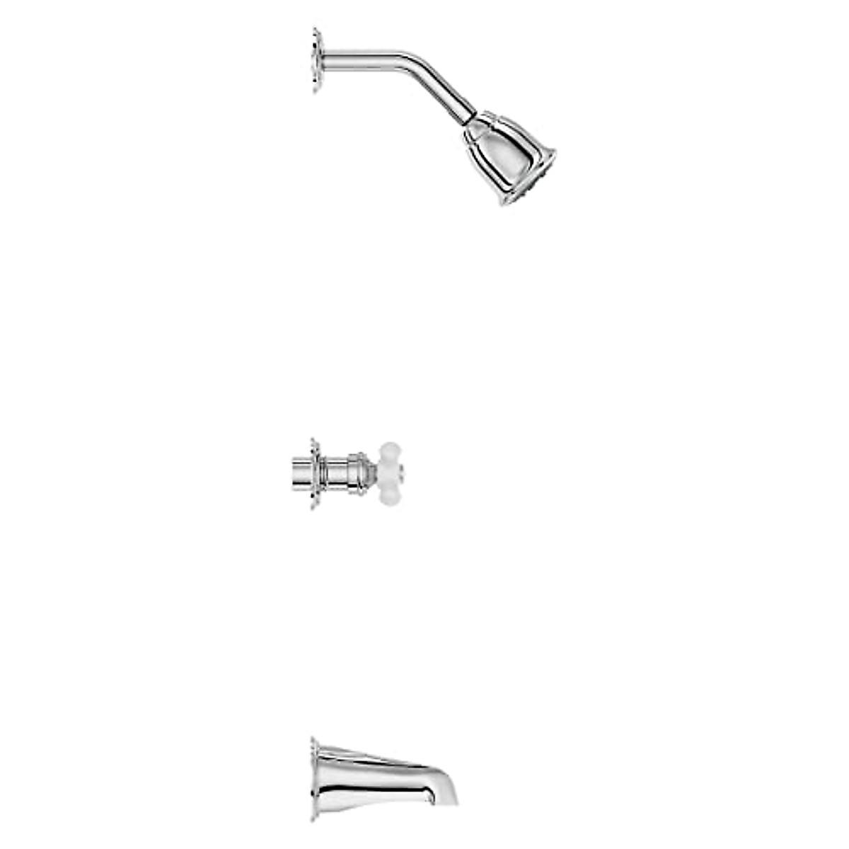 Pfister LG01-8CPC 3 Tub & Shower Faucet with Metal Cross Handles, Combo-Chrome/White Porcelain