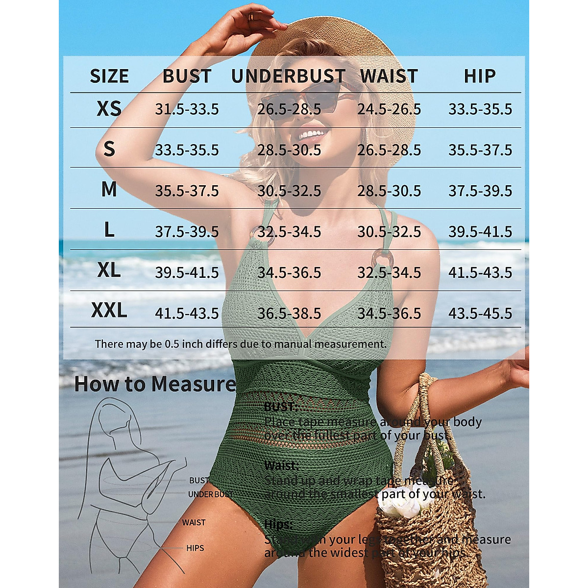 Charmo Women's Crochet One Piece Swimsuits Plunge V Neck Strappy Bathing Suit Hollow Out Monokini Swimwear Black L