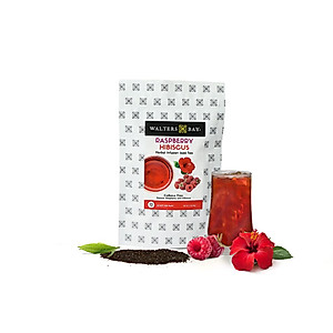 Walters Bay Raspberry Hibiscus Herbal Iced Tea, 12 Count, Quart Sized Tea Bags, Unsweetened, Raspberry Flavored, Herbal Iced Tea, No Caffeine