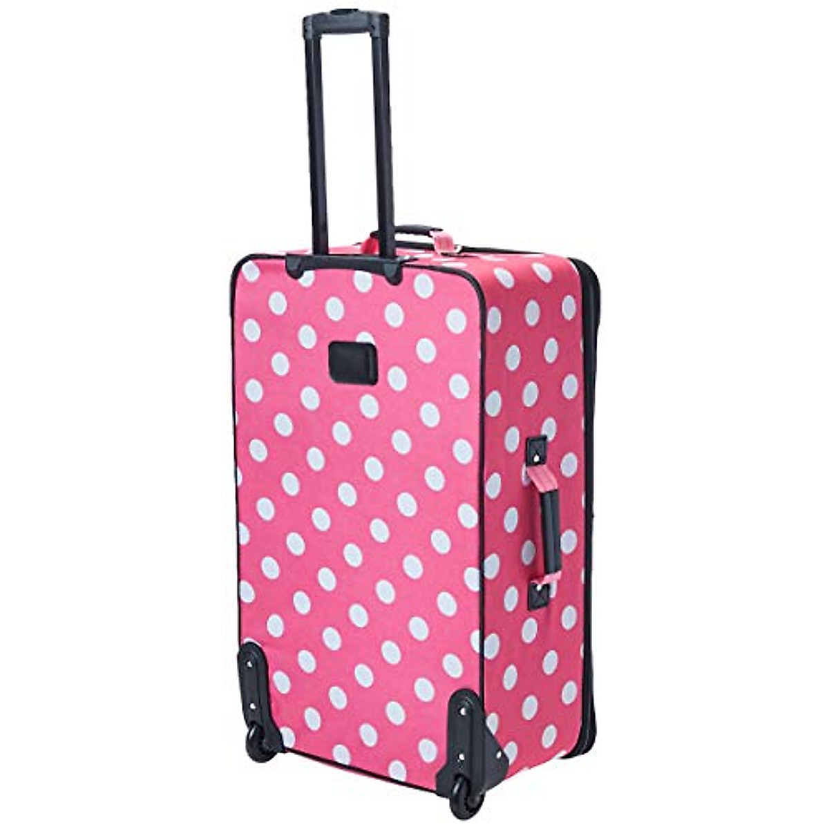 Rockland Vara Softside 3-Piece Upright Luggage Set, Expandable,Lightweight,Telescopic Handle,Wheel, Pink Dots, 20 inches,22 inches,28 inches