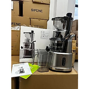 Cold Press Juicer Machine, SiFENE Slow Masticating Juicer, 83mm Wide Chute for Whole Fruits & Vegetables, Easy to Clean, High Yield, Non BPA, Gray