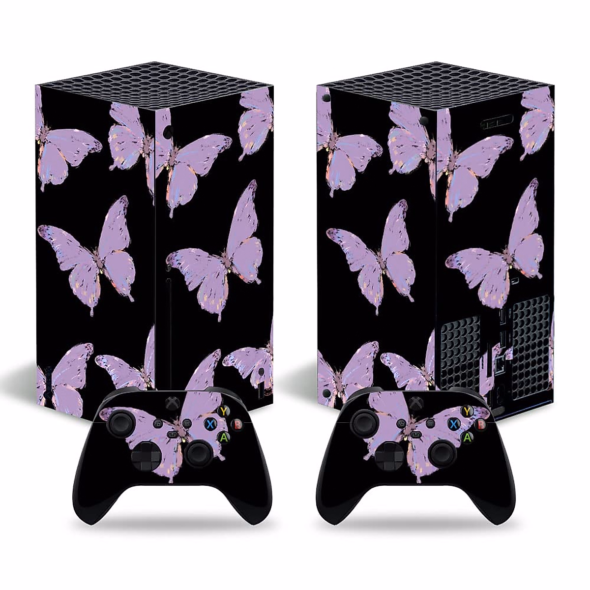 Skin Sticker for Xbox Series X Console and Controllers, Video Game Console Vinyl Decal Protective Wrap Cover Compatible with Xbox Series X Skin Set (Butterfly)