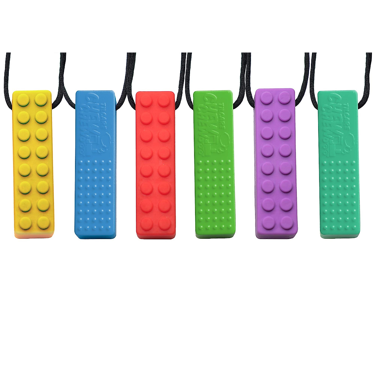 Tilcare Chew Chew Sensory Necklace – Best for Kids or Adults That Like Biting or Have Autism – Perfectly Textured Silicone Chewy Toys - Chewing Pendant for Boys & Girls - Chew Necklaces (6-Pack)