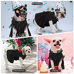 Kuoser Dog Dresses for Christmas Wedding Birthday Party, Small Medium Dogs Dress Puppy Costume with Bow-Knot, Cute Pet Clothes Cat Apparel, Black Medium