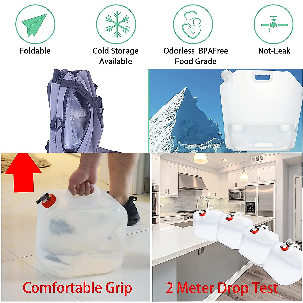 WMXWAN 122Gallon/16PCS×2.6Gal 15PCS×5.3Gal Water Storage Containers, Emergency Water Storage，Collapsible Water Containers bag, Water Hydration Bladder For Fishing, Camping, Hiking&Survival Ki