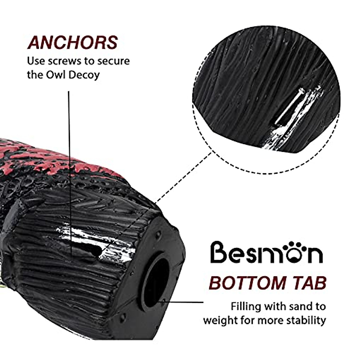 Rolan Owl Decoy Model Used to Scare Birds Away - Flashing Eyes & Frightening Sound Owls for Bird Control