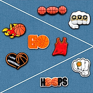 Xaldrichasta Basketball Shoe Charms for Clog Different Matching Sandals Wristbands Bracelets, Sports Ball Shoe Charms Decorations for Kids Teens Adults Party Gifts
