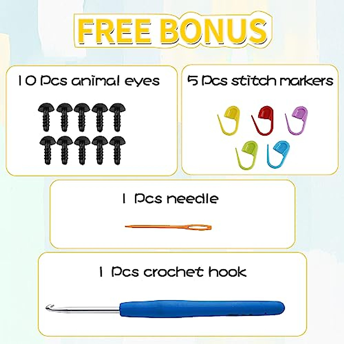 Crochet and Knitting Yarn for Beginners 3x1.76oz Yarn for Crocheting with Easy-to-See Stitches Chunky Cotton-Nylon Blend Easy Yarn Kit for Beginner Crocheting Set 262 Yards, Yellow&White&Orange