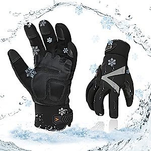 Vgo... 1-Pair -4℉ or above 3M Thinsulate C100 Lined High Dexterity Touchscreen Synthetic Leather Winter Warm Work Gloves, Waterproof Insert (Size L, Black, SL8777FW)