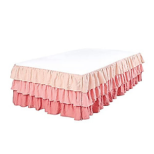Peach Coral 3 Tiered Ruffled Crib Skirt Baby Girl Nursery Bedding Dust Ruffle (Coral)…