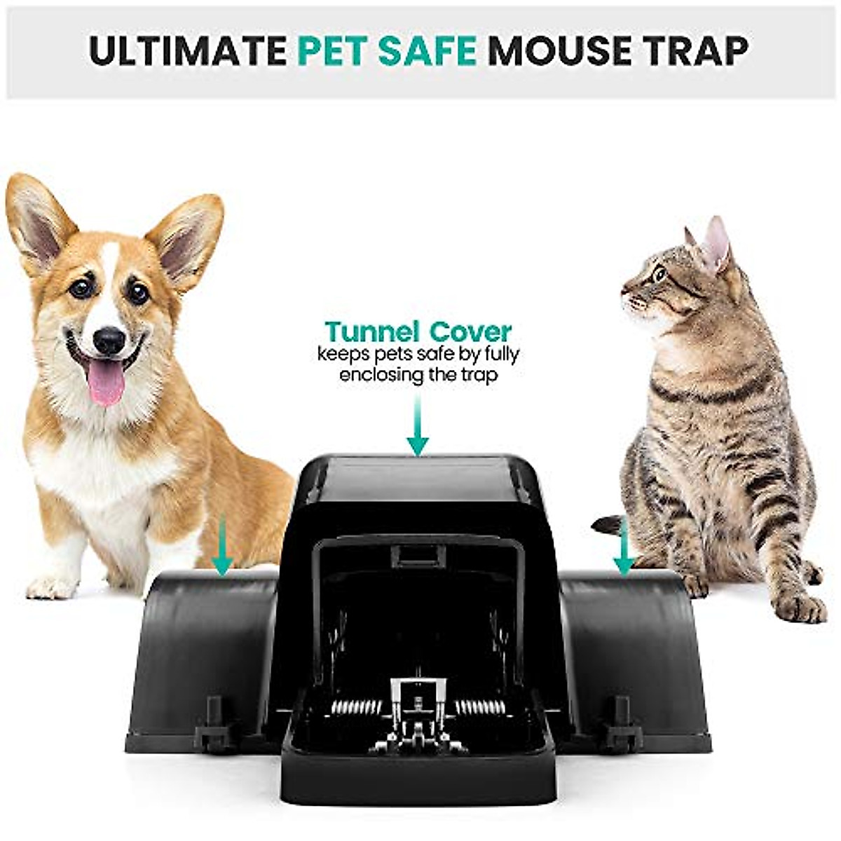 eXuby Pet-Safe & Child-Safe Rat Traps w/Tunnel Design (4-Pack) – Dual Entry for Better Capture Rate - No Harmful Poison - Prevents Accidental Triggering - Avoid Finger Snapping - Setup in Seconds.