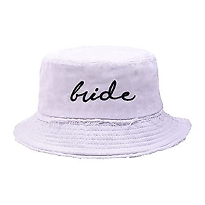 6 Pack Bachelorette Bucket Hat for Bride Squad Distressed Embroidered Sun Hat Bridal Party Gift 1 Bride + 5 Squad