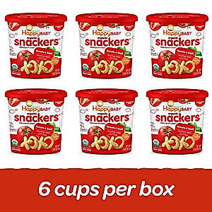Happy Baby Organic Snackers Baked Grain Snack for Crawling Babies, Tomato and Basil, 1.5 Ounce (Pack of 6)