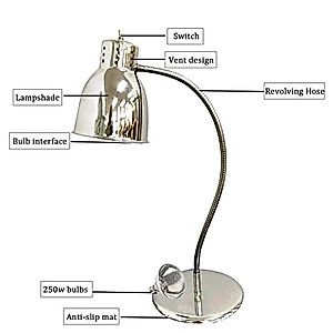 Food Warmer Commercial Heating Lamp, Adjustable Food Heat Lamp, Commercial Food Warmer Buffet Server for Parties Buffets, Buffet Restaurant Equipment,Brown