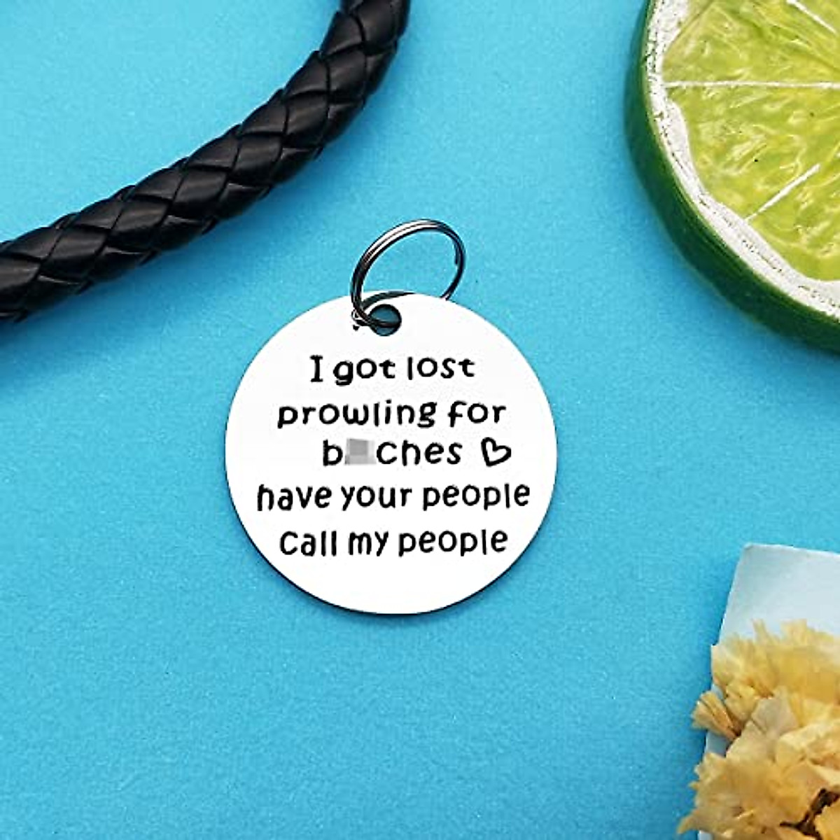 Funny Pet Tag Dog Collar Tag Dog Cat Pet ID Tag Pet Owner Gift I Got Lost Prowling Have Your People Call My People Keychain Puppy ID Tag for Dog Cats Owner