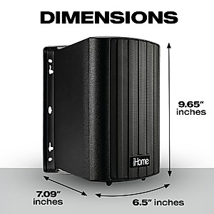 iHome IHSI-W525BT-PR-BLK Bluetooth 5.25" 150W Weatherproof Speakers, Indoor/Outdoor, Wall/Ceiling Mount, Surround Sound, Pair - for Home Parties
