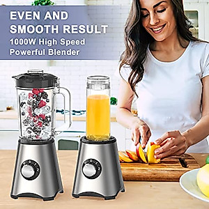 Vermark 1000W Professional Blender - Crush Ice, Puree, & Blend Shakes with 40oz & 20oz Cups, 3-Speed Control, Portable with To-Go Lids, BPA-Free, Easy Clean