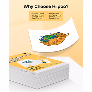 Hiipoo 10pc Light Heat Transfer Paper 8.5x11" Iron-on Transfer Paper for T-Shirt Sheets Printable and Washable Transfer Paper for Inkjet Printer
