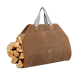 eforsit Firewood Carrier Heavy Duty Waxed Canvas Wood Carrier for Firewood with Handles Fireplace Wood Stove Accessories…