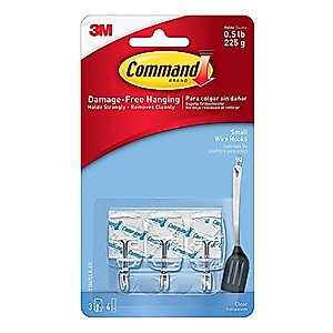 Command 17067CLR 4 Adhesive Strips Wire, Small, 3 Hooks, Clear