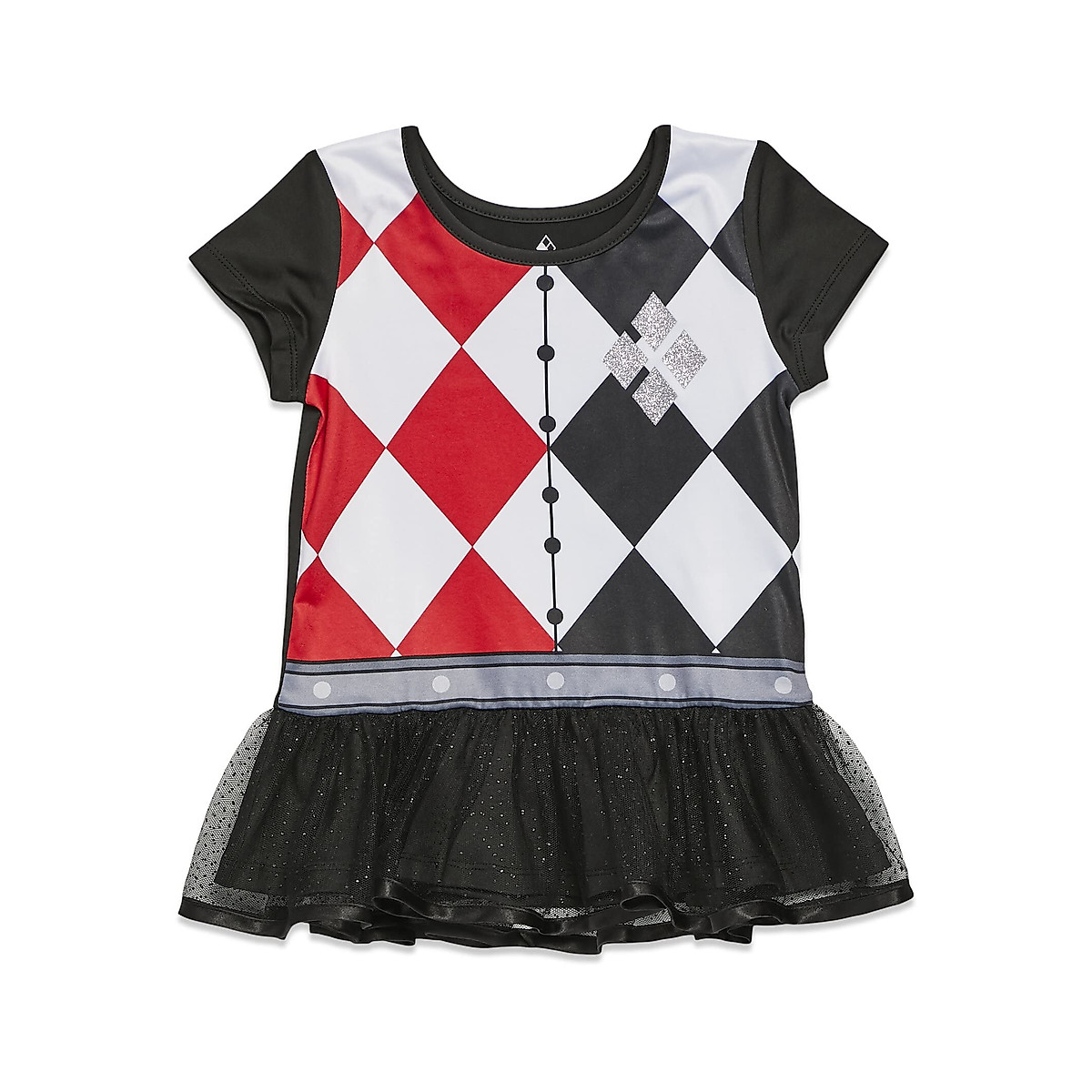 WARNER BROS. Harley Quinn Toddler Girls Cosplay Costume Dress Leggings and Headband 3 Piece Set 3T