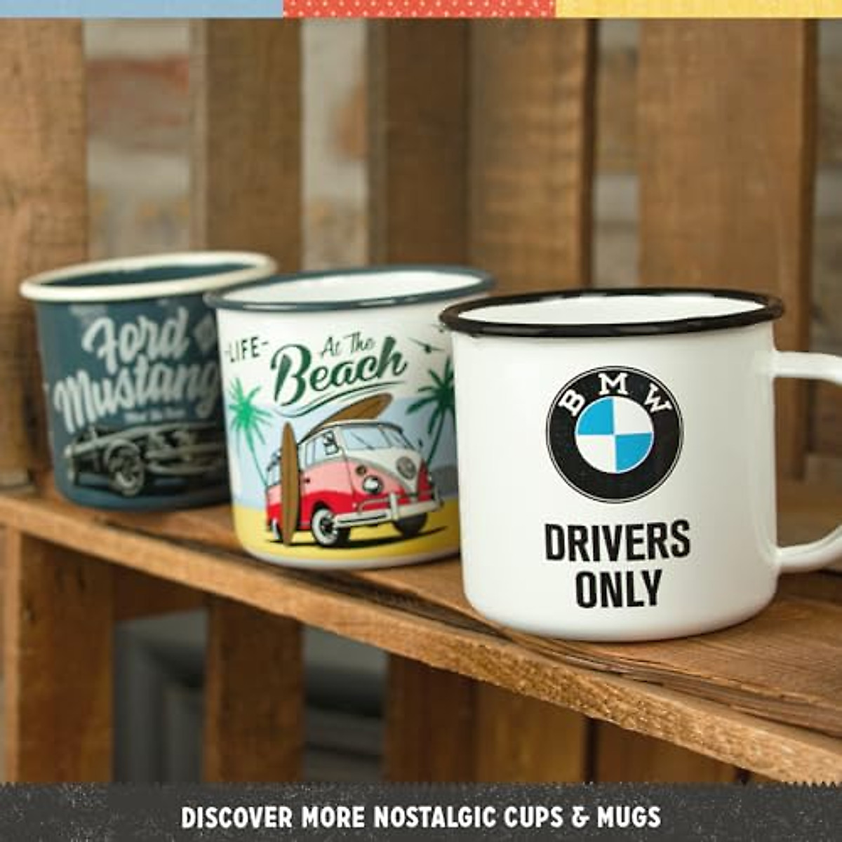 Nostalgic-Art Retro Enamel Cup, 12.2 oz, Vespa – Service – Gift idea for scooter fans, Camping Mug, Vintage design