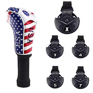 Craftsman Golf Stars and Stripes American USA US Flag Sock Headcover Head Cover for Scotty Cameron Taylormade Odyssey Fairway Wood (Long Neck Style)