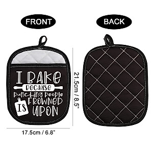 ZJXHPO Baking Gift Oven Pads Pot Holder I Bake Because Punching People is Frowned Upon Hot Pads (Frowned Upon)