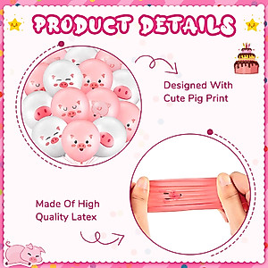 50 Pcs Pig Farm Animal Balloons 12 Inch Pig Print Latex Balloons Piggy Pink Birthday Party Decorations Cute Kids Party Balloons for Farmhouse Pink Farm Themed Birthday Baby Shower Party Supplies