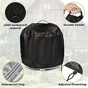 Hohong 22 Inch Fire Pit Cover Round, Pan Stove Firepit Cover Outdoor Fire Pit Cover for EAST OAK Smokeless Firepit All Season Protection Waterproof Dustproof - 22"Dia x 14.5"H