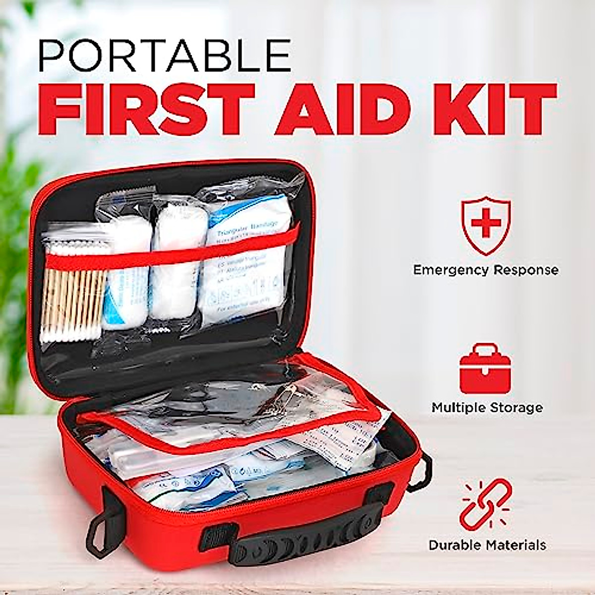 Premium First Aid Kit Travel, Waterproof with Shoulder Straps for Easy Carry - Ideal for Home, Car, and On-The-Go Emergencies