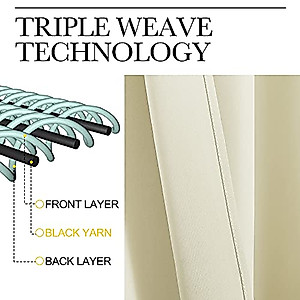 NICETOWN Long Curtains for Windows, Eyelet Top Room Darkening Panels/Drapes for Living Room (Beige, 2 Panels, W42 x L84 inches)