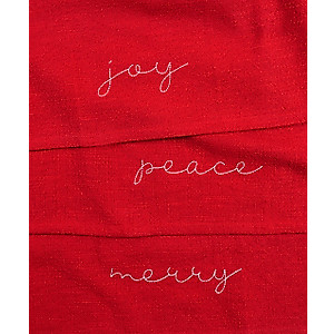 KAF Home Embroidered Holiday Kitchen Towels - Set of 4-100% Cotton, Enzyme Washed Slub, 18" x 28" (Merry)