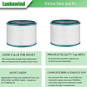Air Purifier Filter Replacements for Dyson HP01, HP02, DP01 Desk Purifiers, HEPA Filter Compatible with Dyson Desk Purifier, Air Purifier Filter Replacement, Compare to Part # 968125-03, 2 Pack