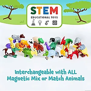 Magnetic Mix or Match Jungle Animals Toy Play Set, 16 Pieces