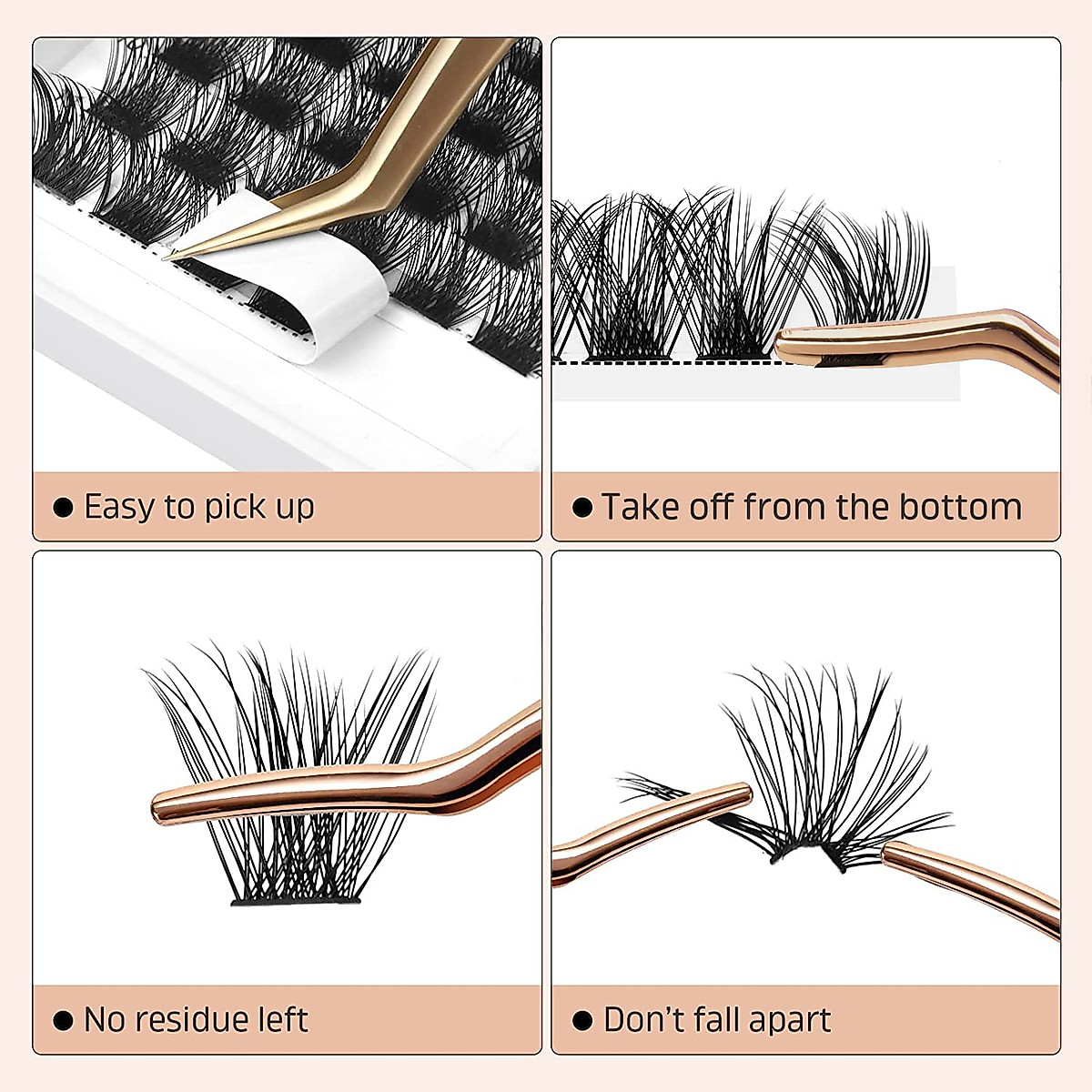 72 Pcs Lash Clusters DIY Eyelash Extension C Curl 14mm Wide Stem Cluster Lashes Individual Lashes Cluster Lashes Wisps Reusable Professional Makeup for Self-application (Volume R-05 C 14mm)