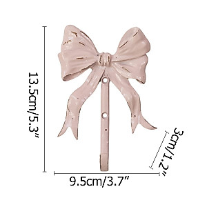 BOOMLATU Shabby Chic Large Wall Mounted Bow Coat Hook,Decorative Pink Wall Hook for Scarf, Bag, Towel, Hat etc for Living Room Kitchen Bathroom Office Pack of 3