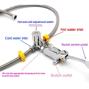 Mallofusa Single Foot Pedal Water Valve Copper Bathroom Faucet for Basin Water Tap, Silver