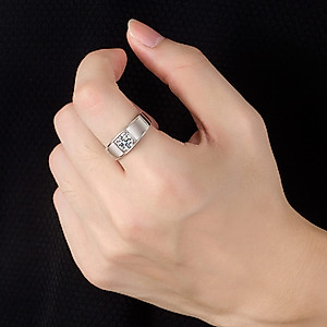 Dankadi Noble Men & Women Solid 925 Sterling Silver Ring Glittering 5A Cubic Zircon Inlaid Wedding Ring - index finger or Ring Finger Sizes 7-13# Fashion Jewelry Gift Party Accessories (13)