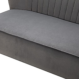 HULALA HOME 45-inch Small Velvet Upholstered Loveseat Sofa, Modern Loveseat Club Couch with Golden Metal Legs, Living Room Tufted Velvet 2 Seater Sofa for Apartment Small Spaces (Grey)