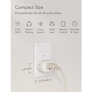 Nooie Smart Plug Mini Bluetooth, Alexa & Google Home Compatible, Voice Control, WiFi Enchufe Inteligente, 4-Pack (2.4Ghz Only)