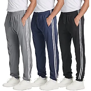 3 Pack Mens Joggers Tech Mesh Active Sports Athletic Training Soccer Track Gym Running Slim Fit Tiro Tapered Casual Jogger Terry Quick Dry Dri Fit Sweatpants Pockets Elastic Hiking Bottom- Set 5, L