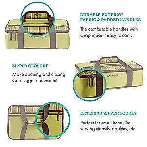 Rachael Ray Lasagna Lugger, Insulated Casserole Carrier for Parties, Fits 9"x13" Baking Dish, Green