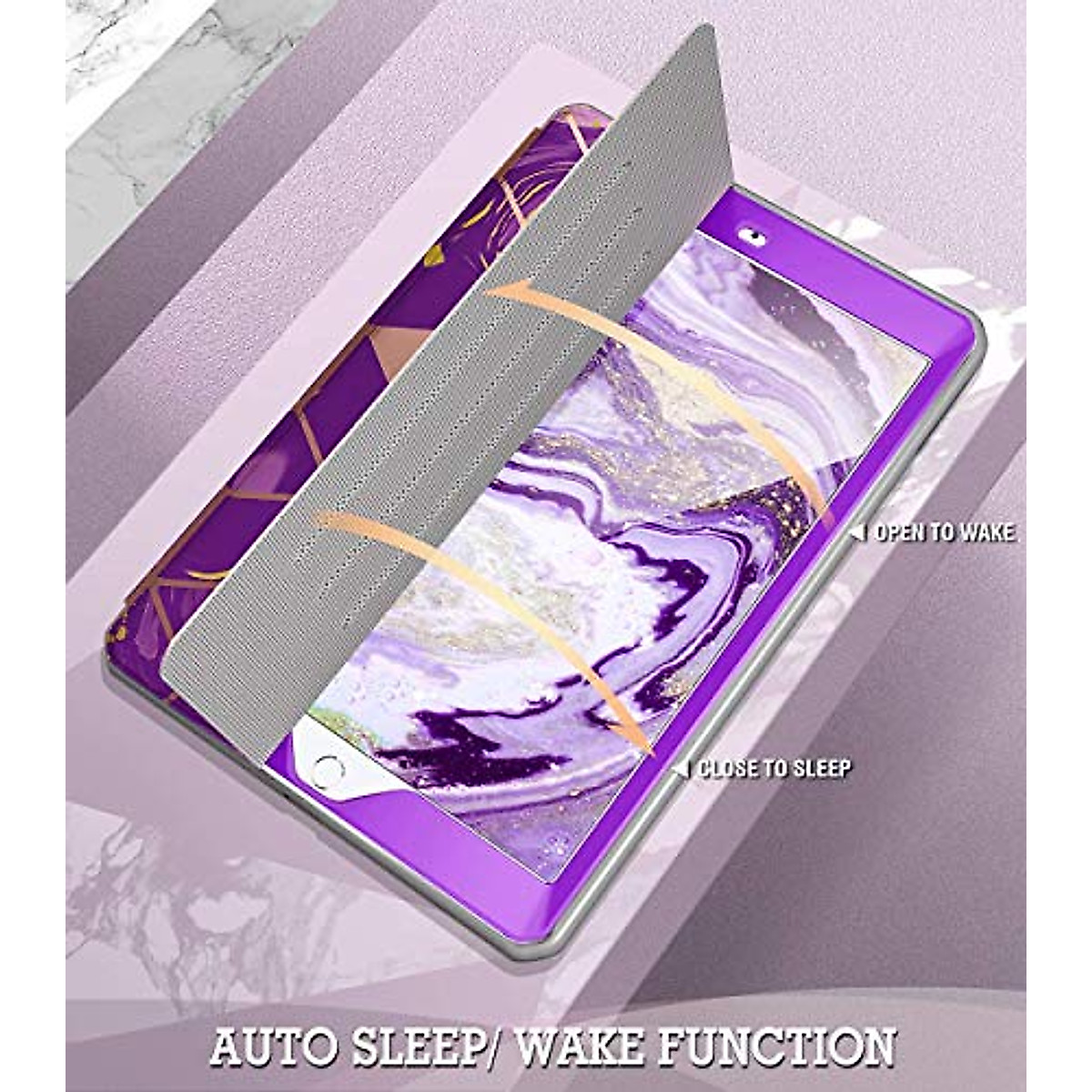 Popshine Marble Case Designed for iPad 10.2 9th Gen (2021)/8th Gen (2020) /7th Gen (2019), Full Body Premium 360 Degree Protective Folio Cover with Built-in Screen Protector, Liquid Marble Purple