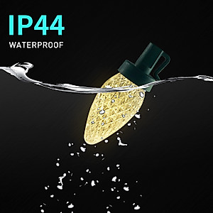 BOKING Christmas C7 Light String 50 LED White Outdoor Indoor Waterproof Strawberry Xmas Tree Decoration Plug in Extendable 34.5 Feet Used for Patio Party Holiday Courtyard Garden Home(Warm White)