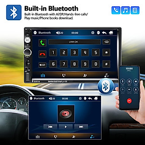 AMPrime Double Din Car Stereo Radio with Bluetooth 7” Touch Screen FM Receiver MP5 Car Player Support Mirror Link for Phone + Backup Camera/Steering Wheel Control