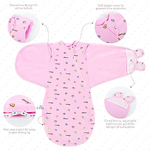 Knirose 3-Way Adjustable Wearable Swaddle Blanket Sleep Sack, Easy Diaper Changing Transition Sleeping Bag Swaddles with Bottom Zipper, Infant Wrap Blankets for Newborn Baby Boys Girls, 100% Cotton