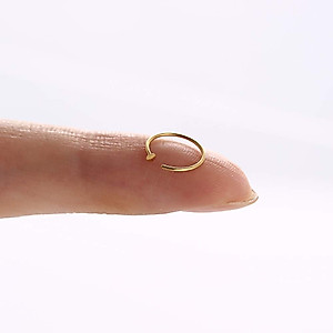 ZogCowy 6Pcs 22G Gold Nose Ring Hoop Surgical Steel Small Thin Cartilage Nose Ring Tiny Snug Fit Nose Piercing Jewelry 6mm 7mm 8mm Adjustable