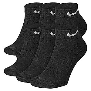 Nike Everyday Cushion Low Training Socks, Unisex Nike Socks, Black/White (6 Pair), M